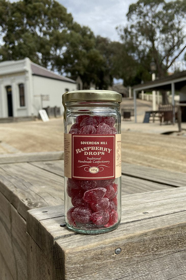 Raspberry Drops 185gm – The Online Shop at Sovereign Hill